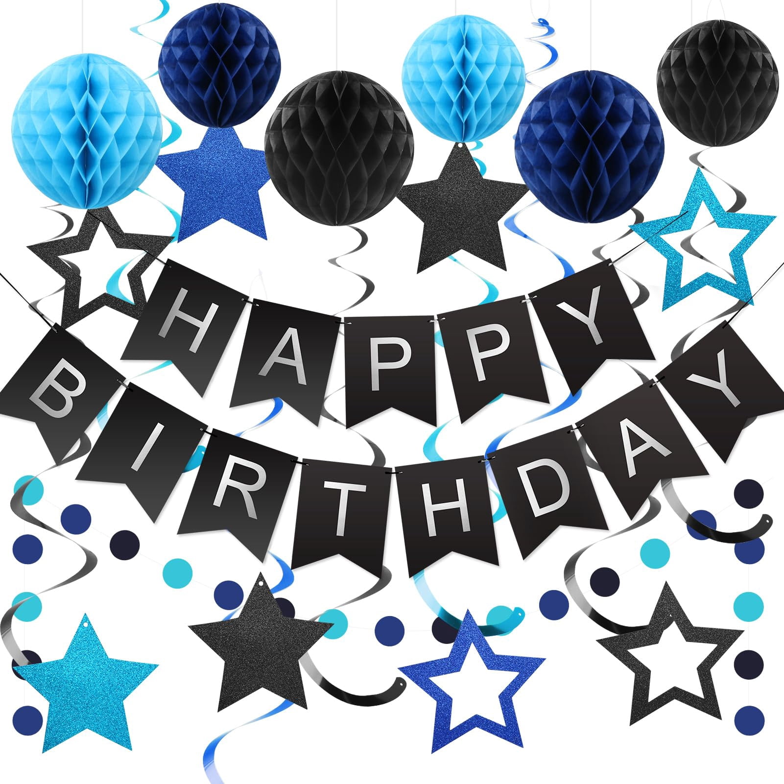 WENHAO Cat-themed birthday decorations: Happy Birthday banner with ...
