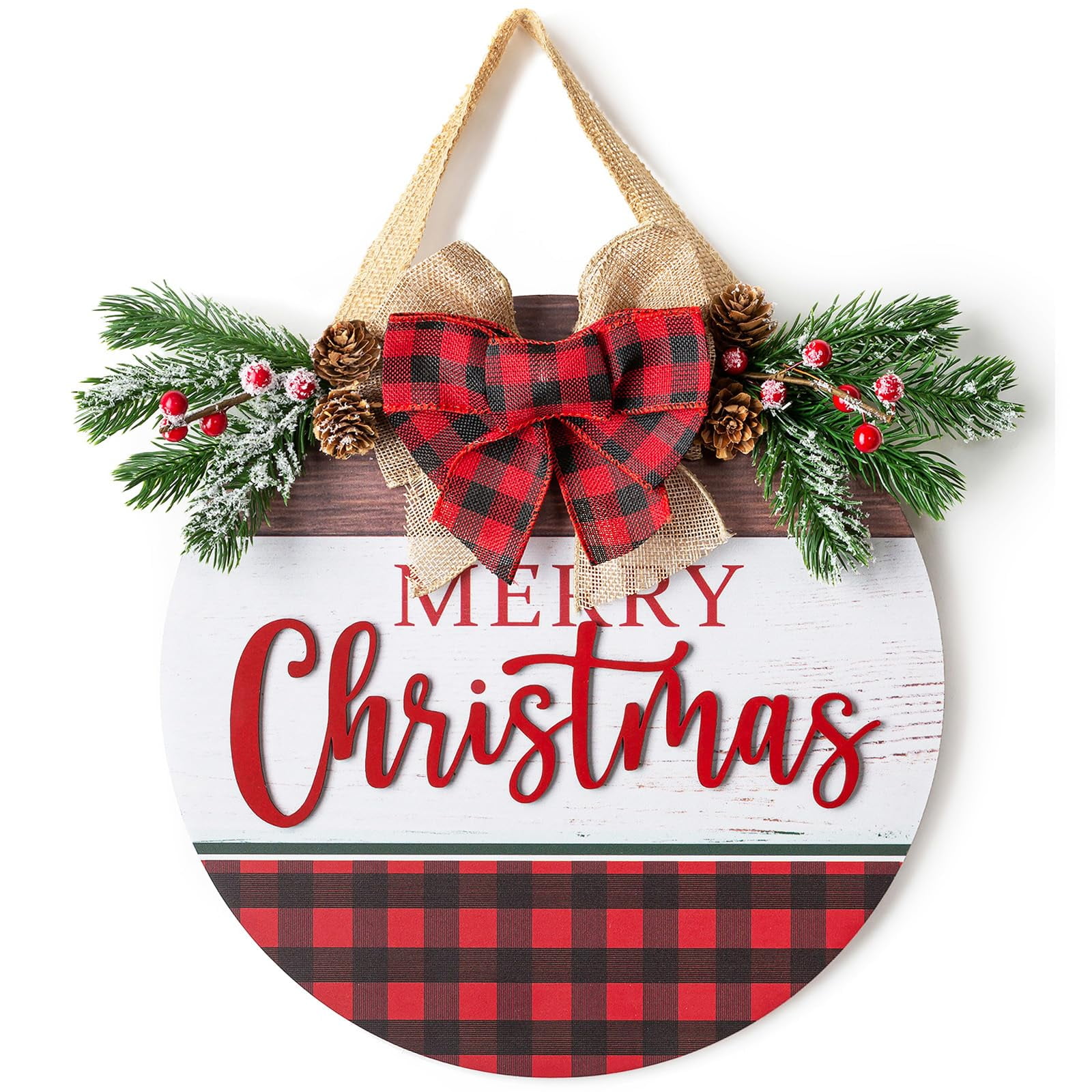 WENHAO Christmas Reindeer Winter Door Decoration Hanging Reindeer Wall Hanging Ornament Vintage ...