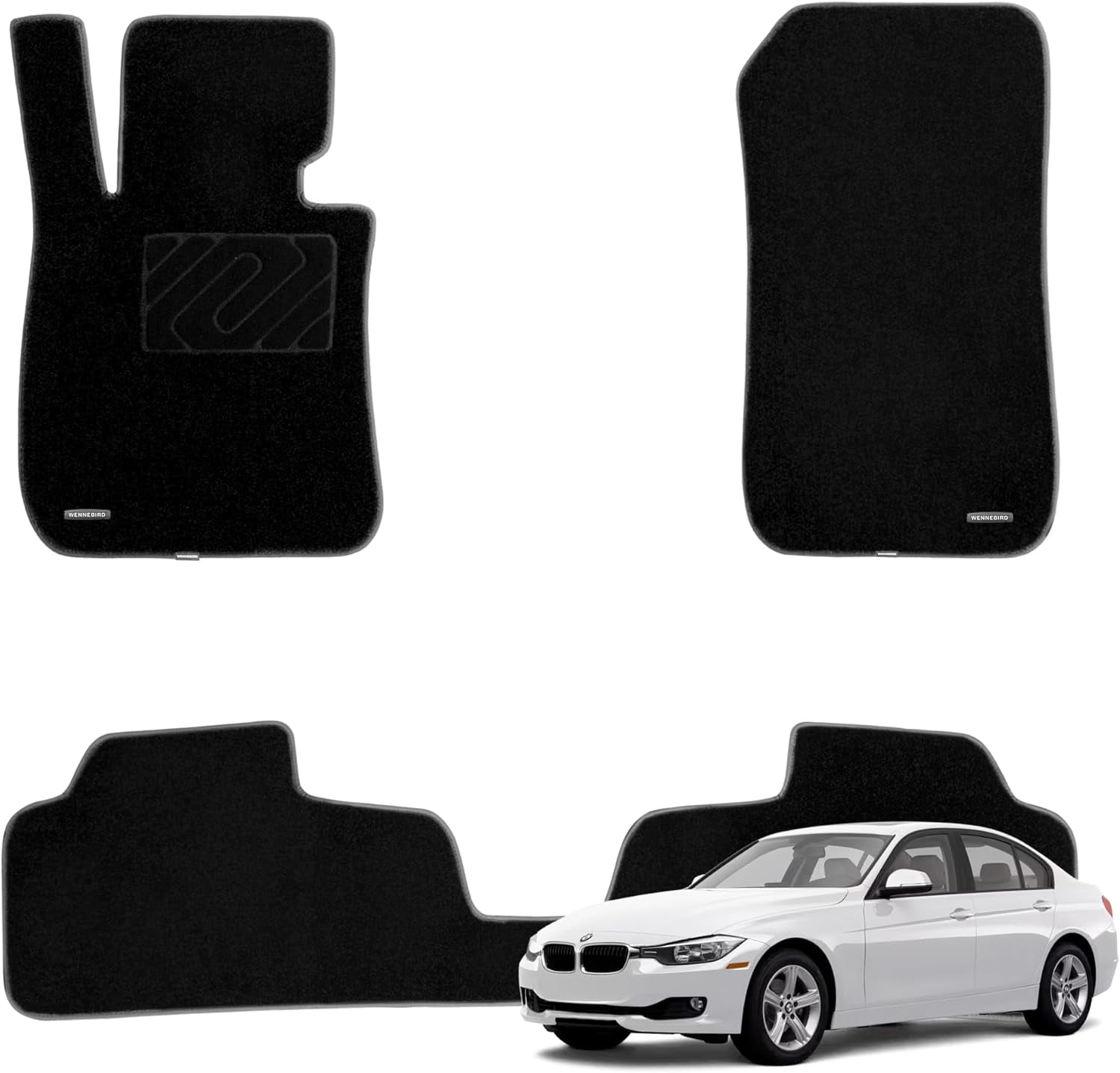 WENNEBIRD Superior Carpet Floor Mats for 2013-2018 BMW 320i, 328i, 330i, 340i / M3, 0.6 inch ...