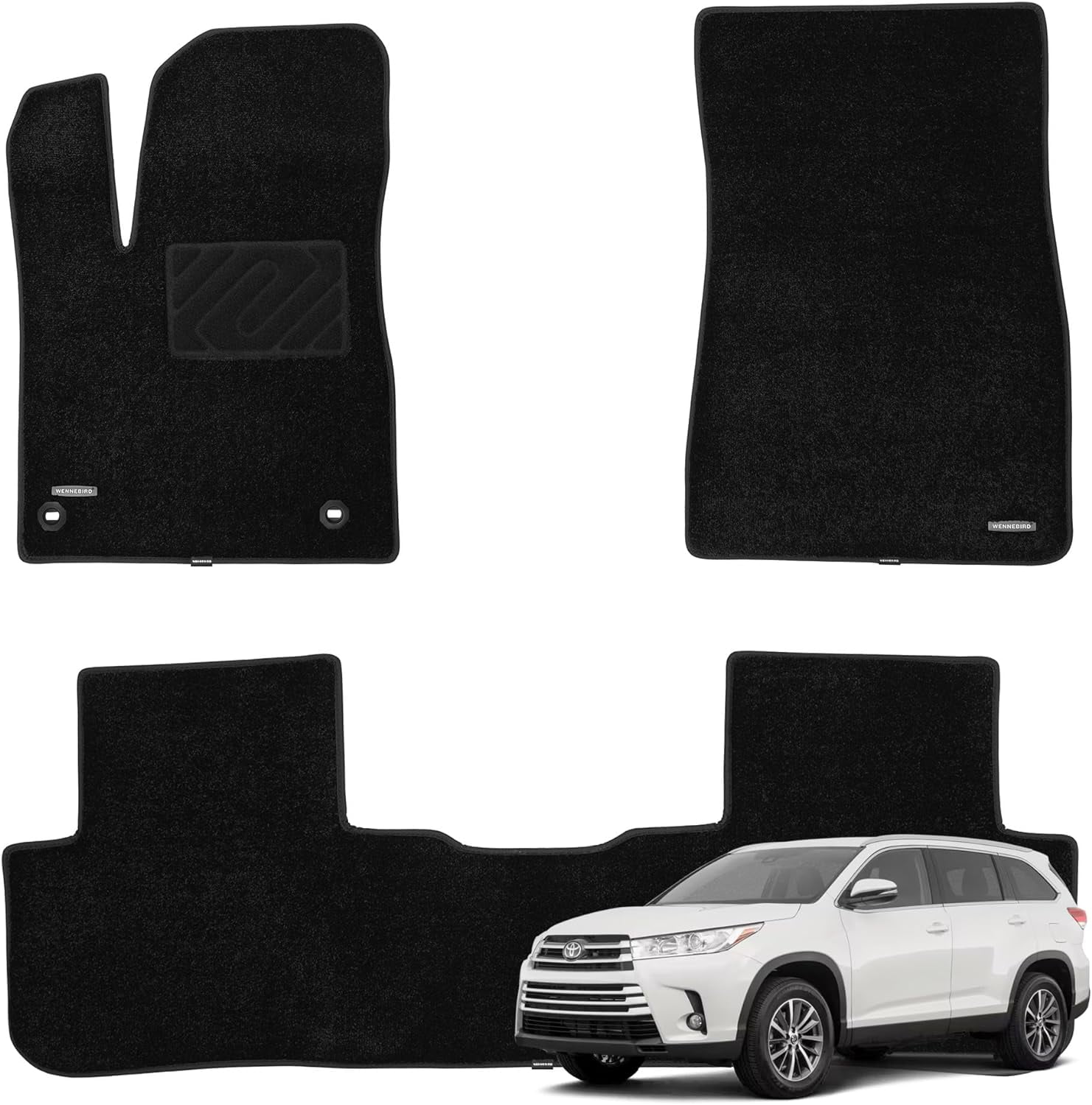 WENNEBIRD Superior Carpet Floor Mats for 2014-2019 Toyota Highlander 5 ...