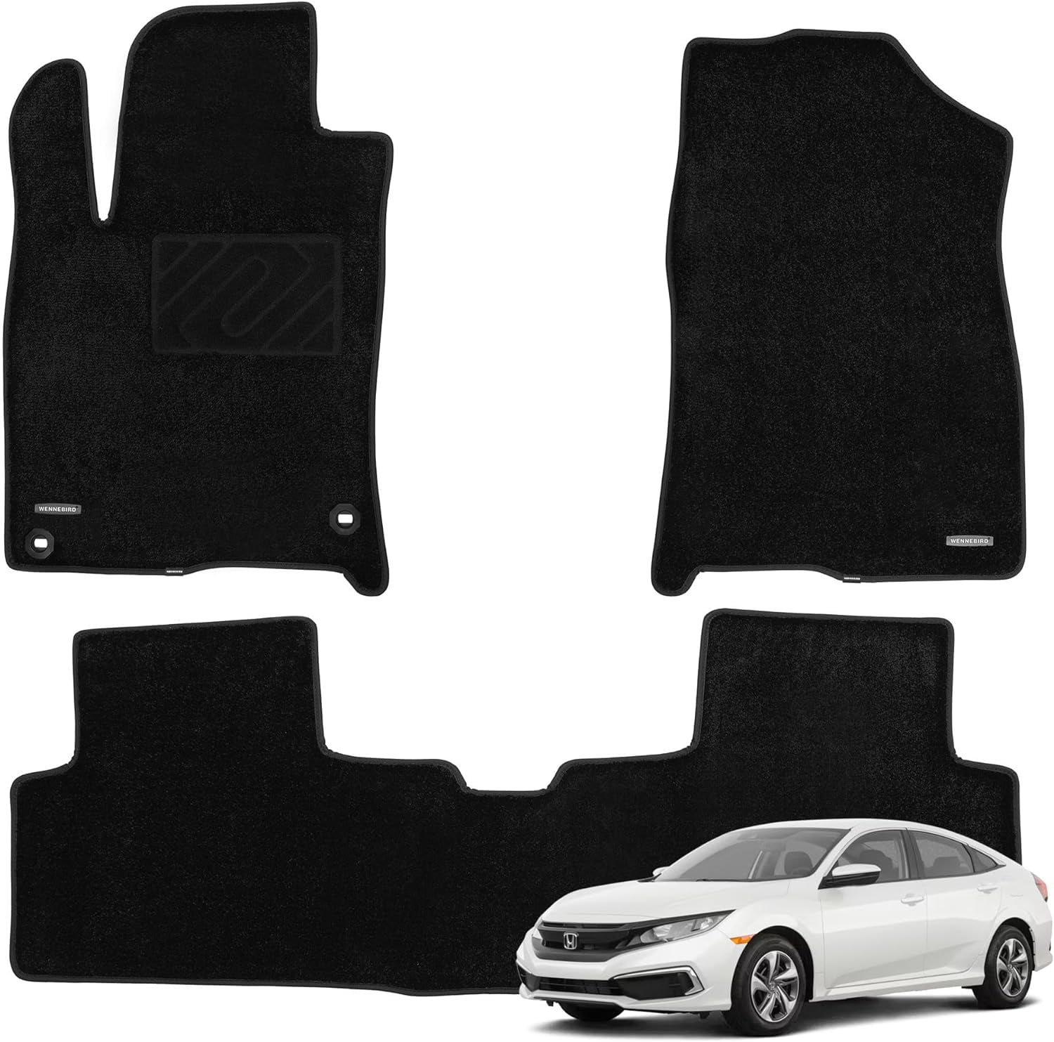 WENNEBIRD Superior Carpet Floor Mats for 2016-2021 Honda Civic / 2019 ...