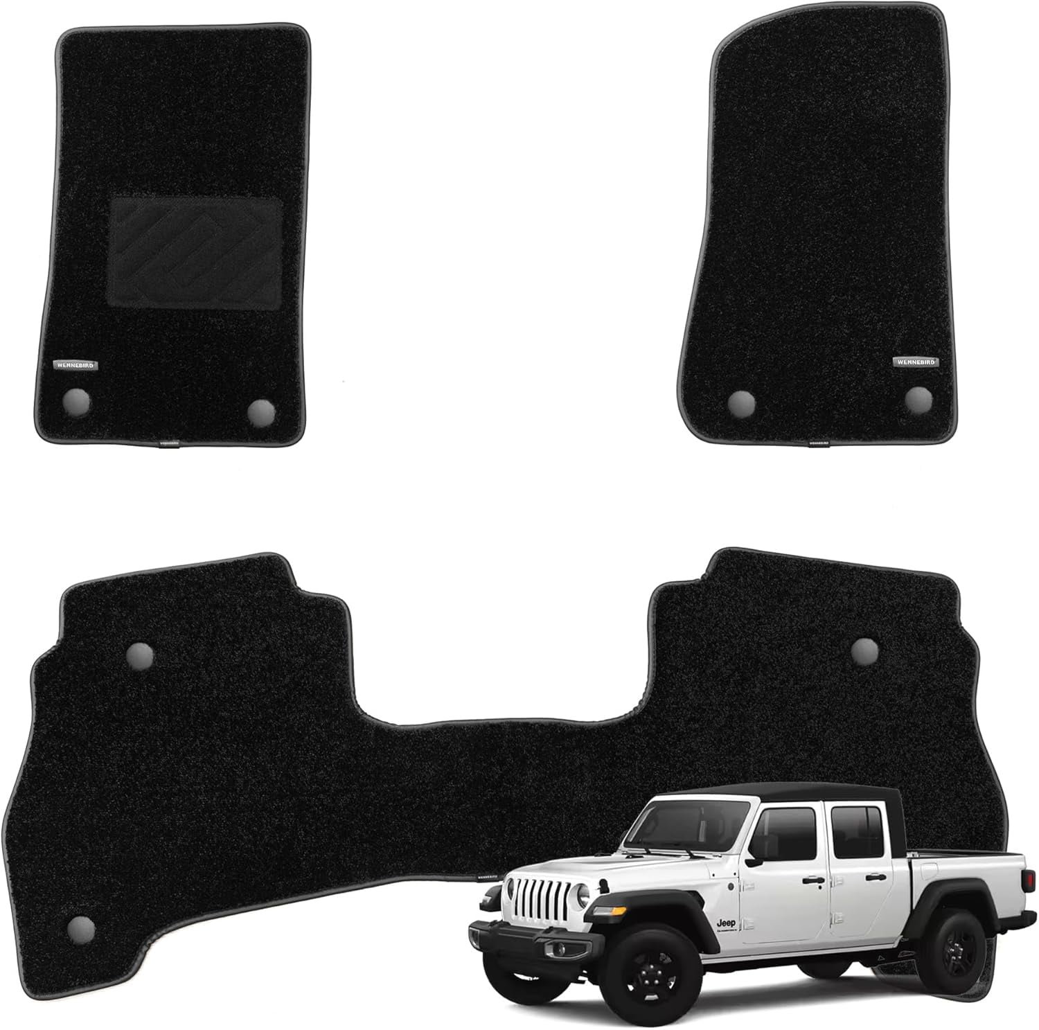 WENNEBIRD Superior Carpet Floor Mats for 2020-2025 Jeep Gladiator, 0.6 ...