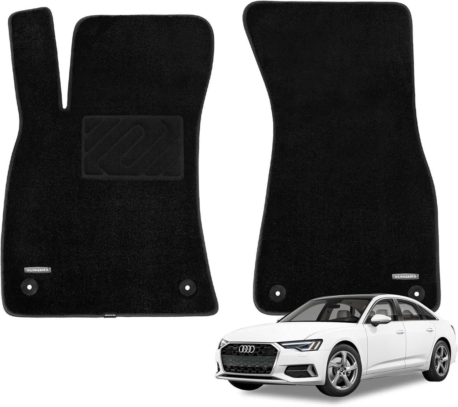 WENNEBIRD Superior Carpet Front Row Floor Mats for 2019-2025 Audi A6 ...