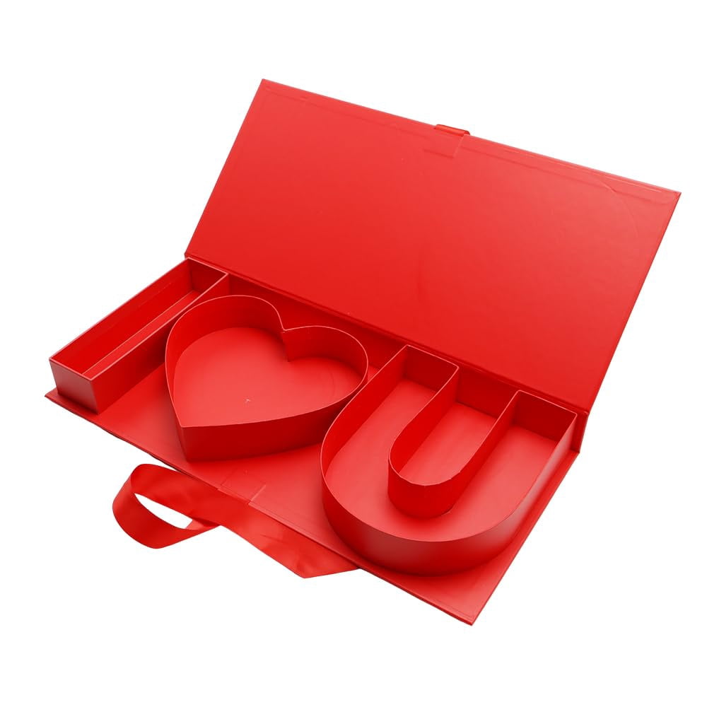 WENPACK Empty Flower Gift Box I Love U Cardboard Letter Shaped Fillable ...