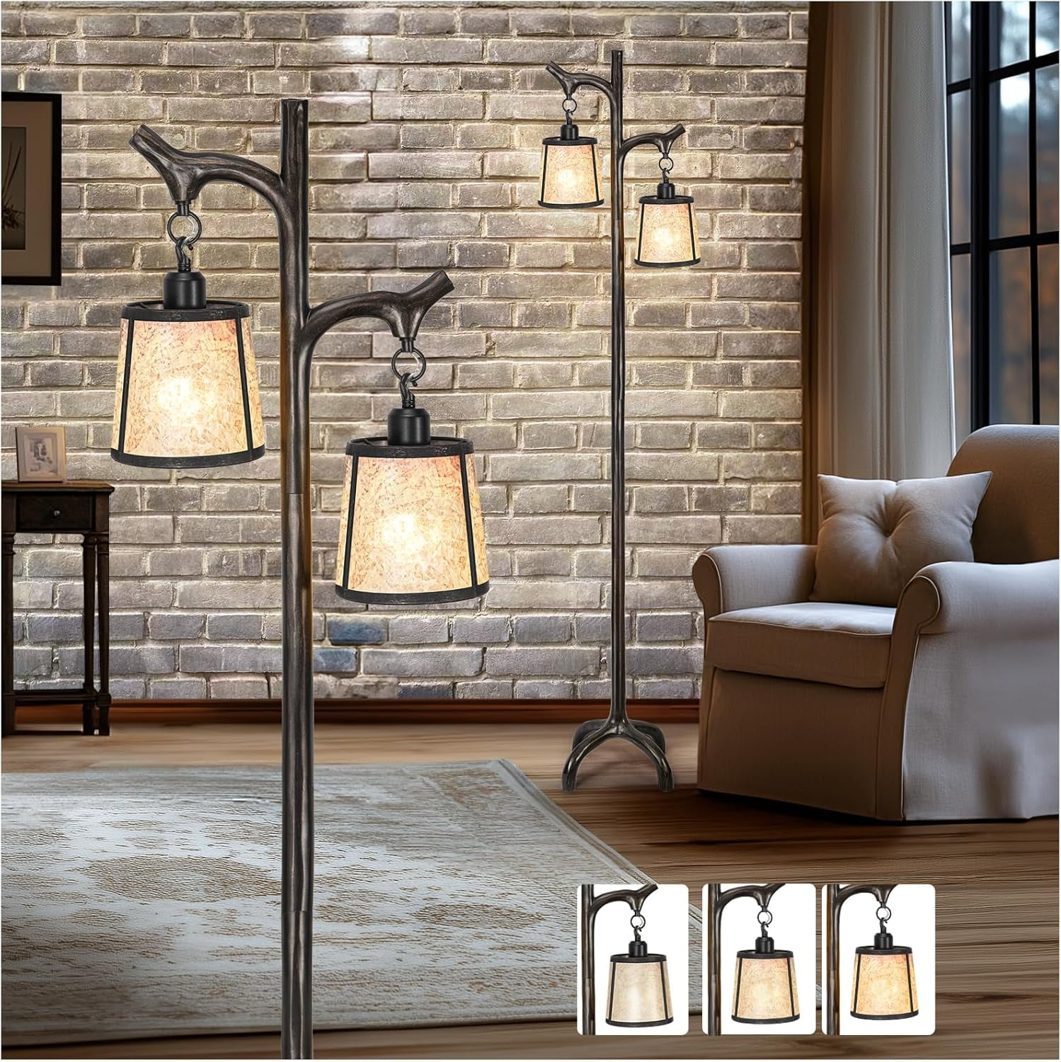 WENQIANG 68" Farmhouse Floor Lamp with Mica Shade for Living Room(Bulb Included) - Walmart.com