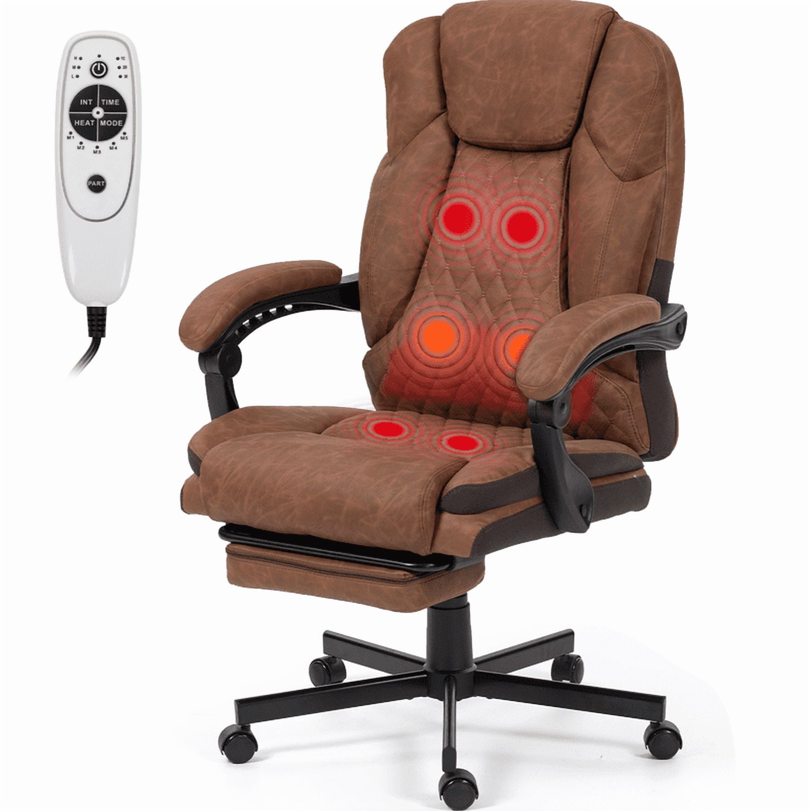 WENTUM Massage Office Chair with Foot Rest, 6 Points Vibration Heating ...
