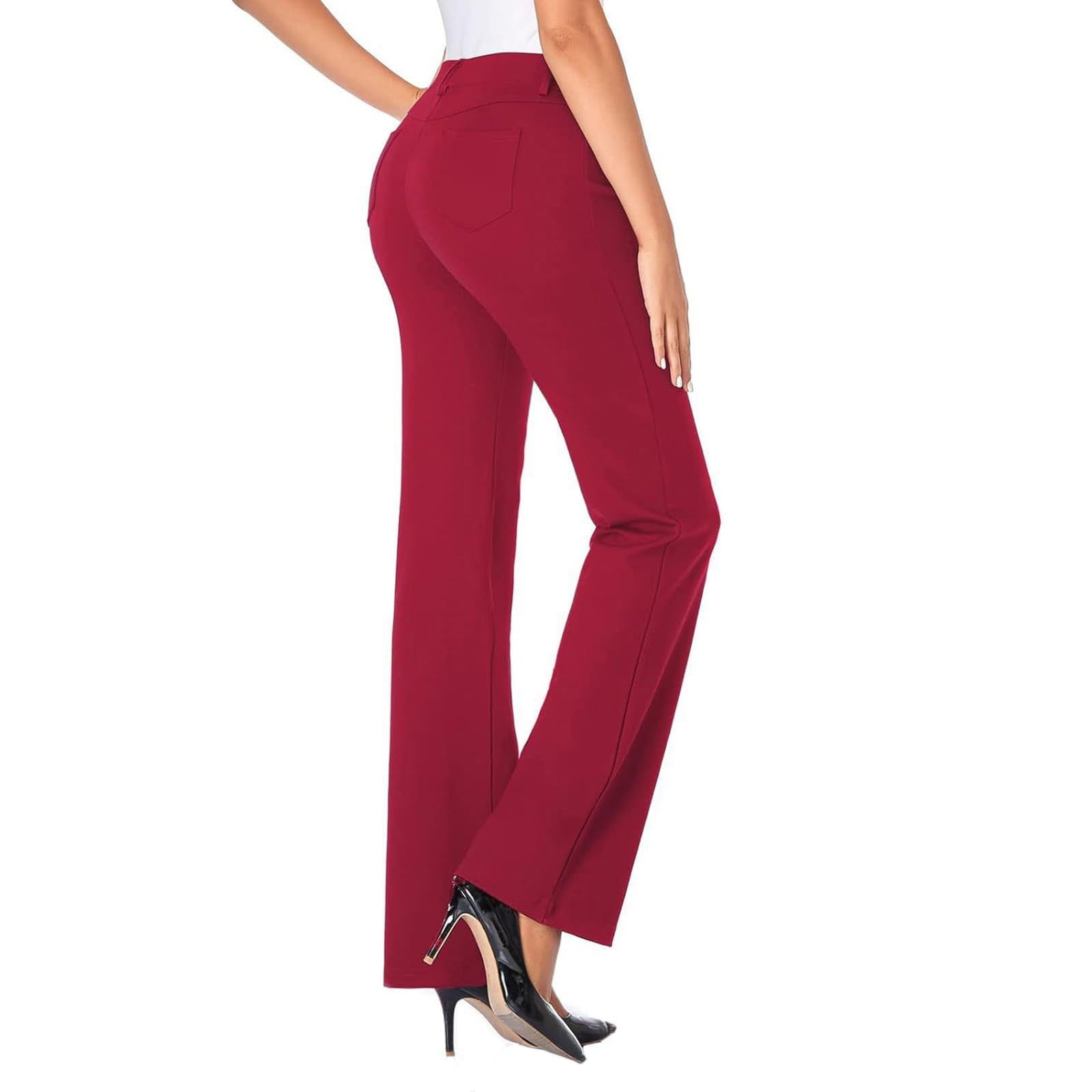 WENWU Women Pants Women Casual Pants Red Work Pants for Womens Comfy ...