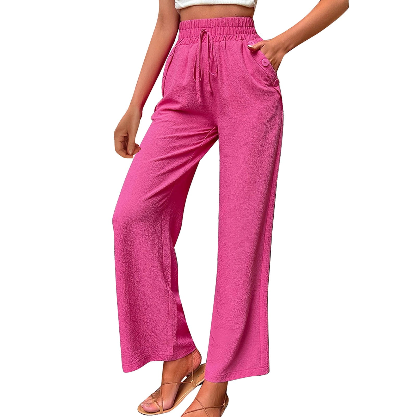 WENWU Women Pants Women'S Casual Pants Hot Pink Work Pants Women ...