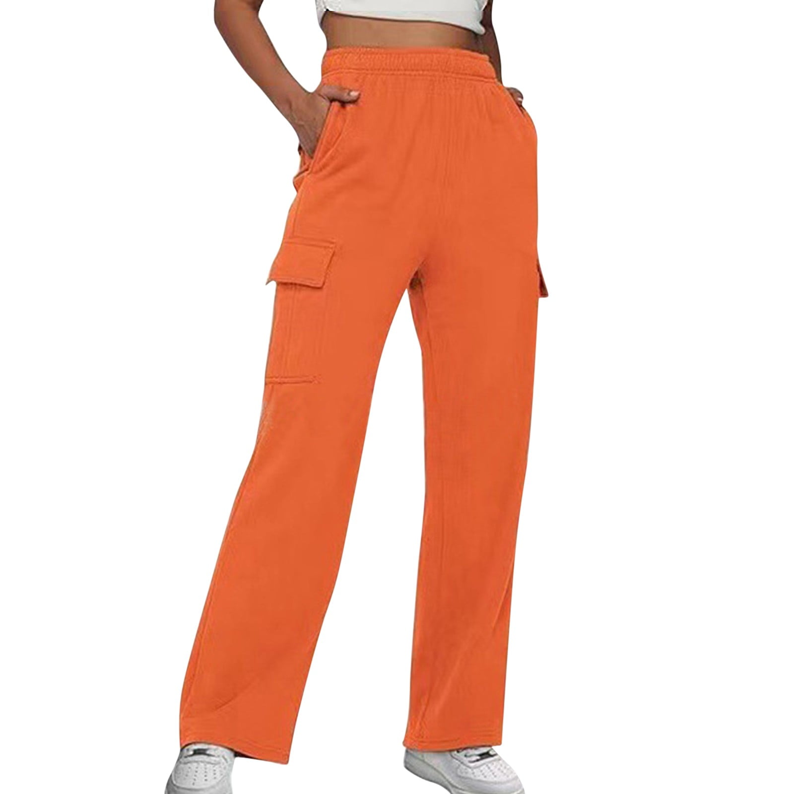 WENWU Women'S Pants Casual Pants Orange Work Pants Women Lounge Pants ...