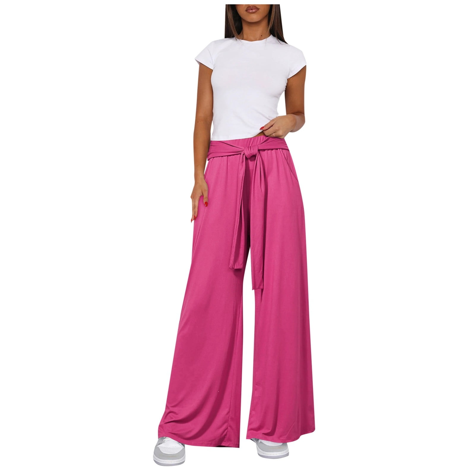WENWU Womens Trousers Business Casual Outfits for Women Red Work Pants ...
