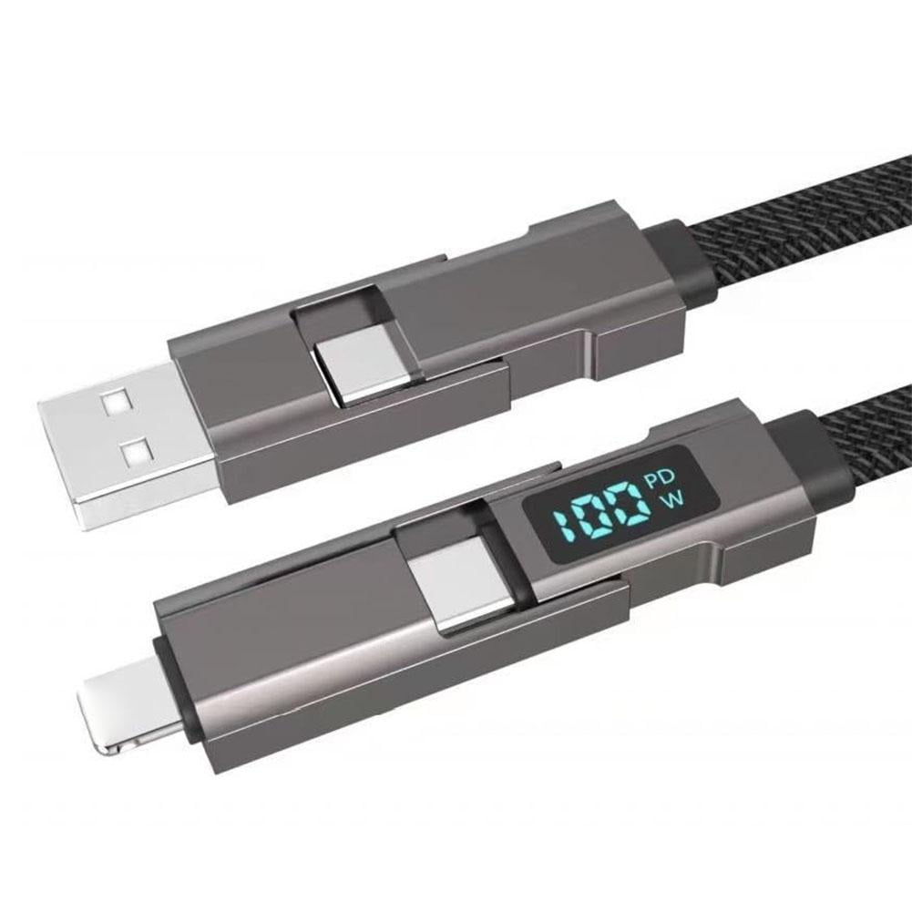 WENXUAN 4 in 1 Digital Display Data Cable Fast Charging Cable (1m ...