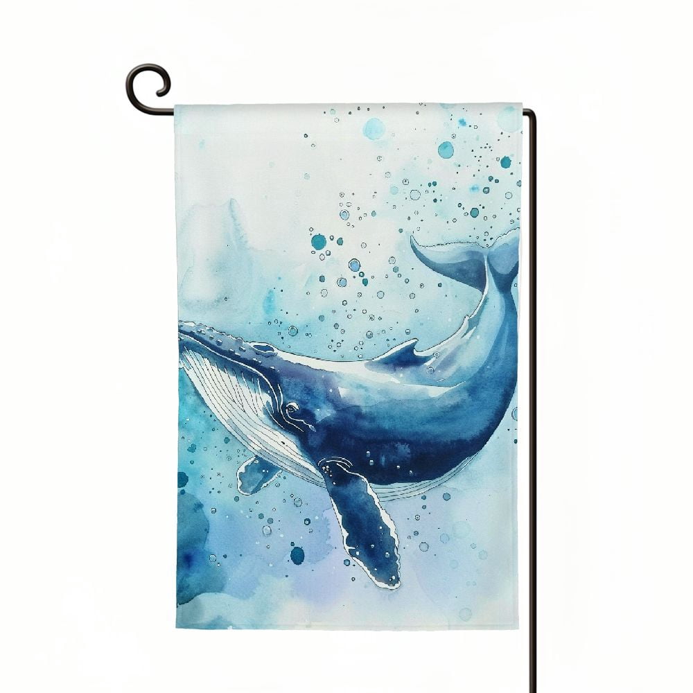 WENZZ Blue Whale Water Bubbles Garden Flag 12x18in - Durable Linen Flag ...