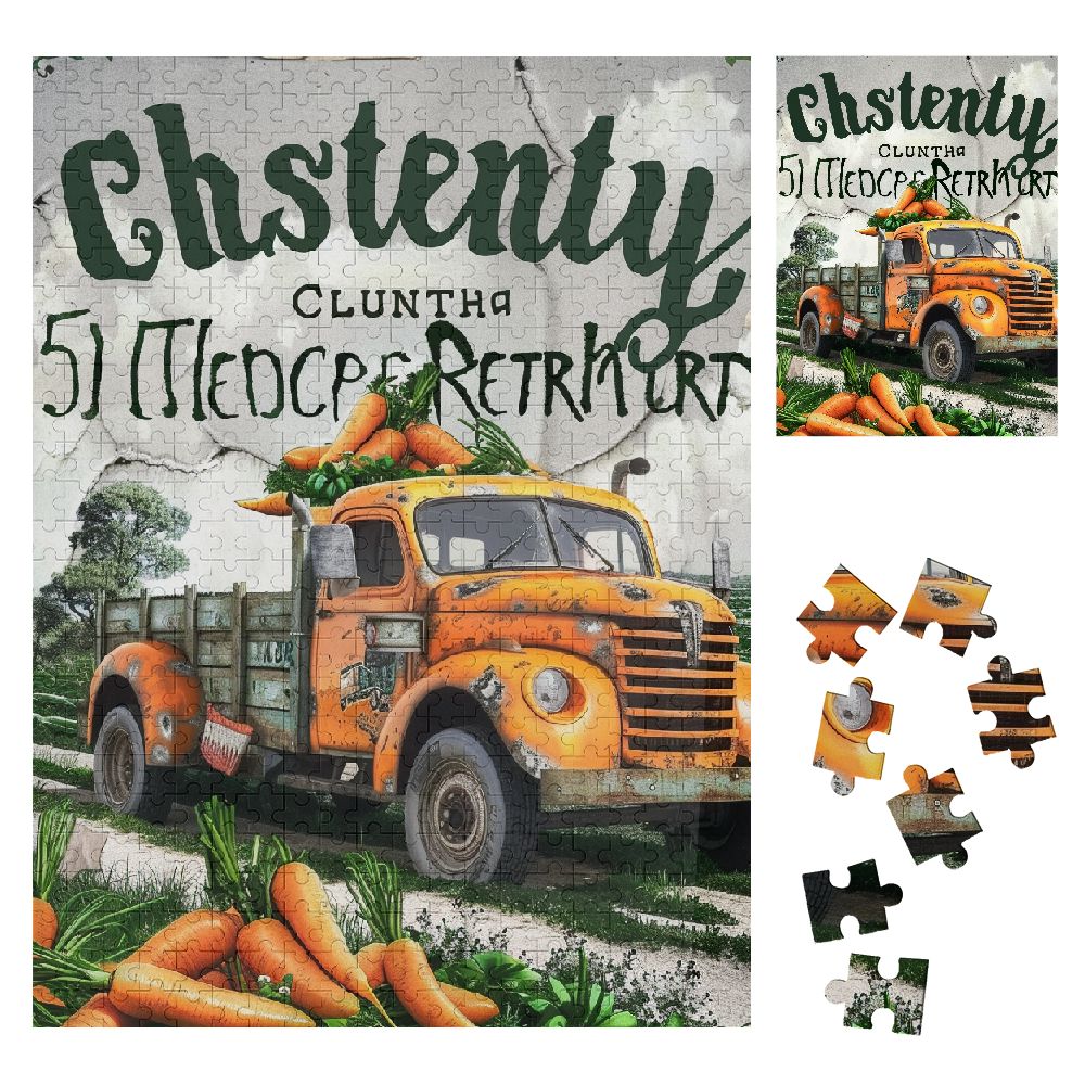 WENZZ Carrot Patch Bananas Truck Wooden Jigsaw Puzzle Vertical Style ...