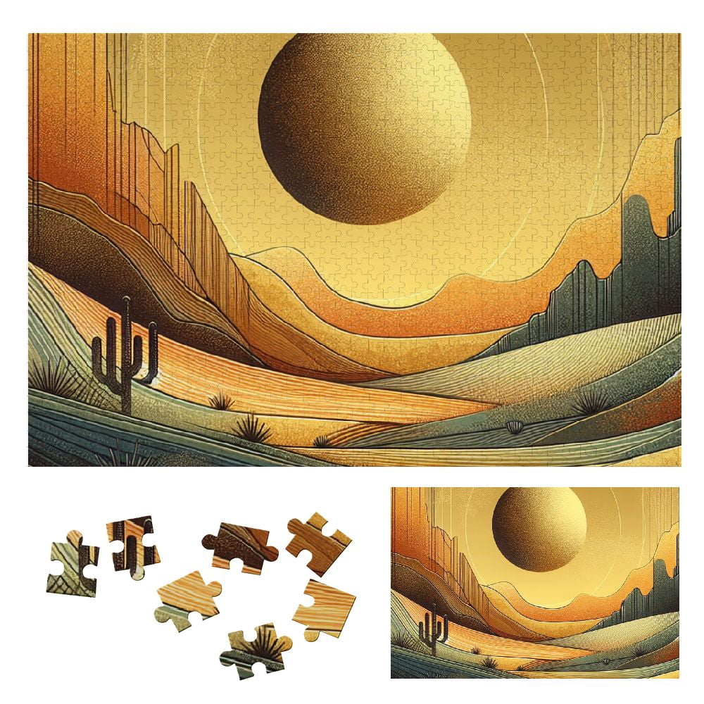 WENZZ Desert Landscape Cactus Wooden Puzzle Challenging Difficult Wood ...