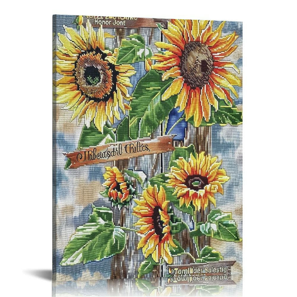 WENZZ Farmhouse Scripture Wall Art Christian Country Sunflower Canvas ...