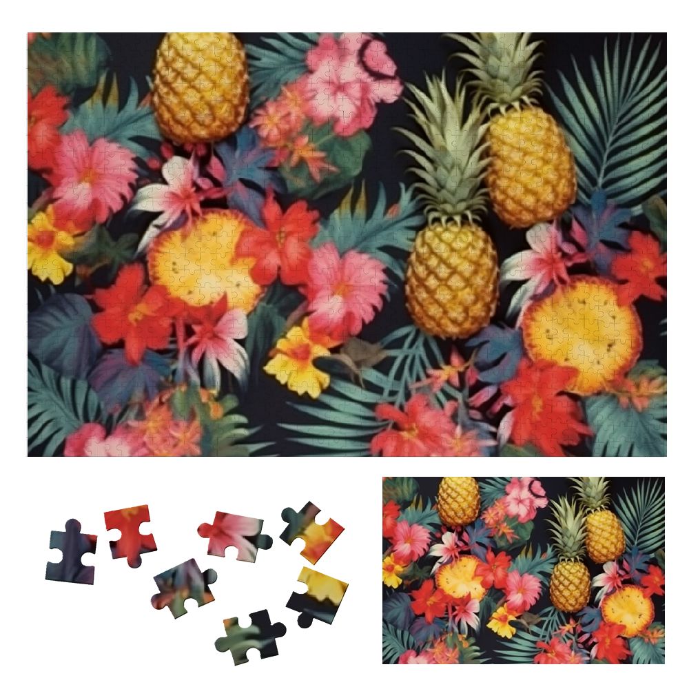 WENZZ Flowers Pineapple Tropical Wooden Jigsaw Puzzle for Adults and ...