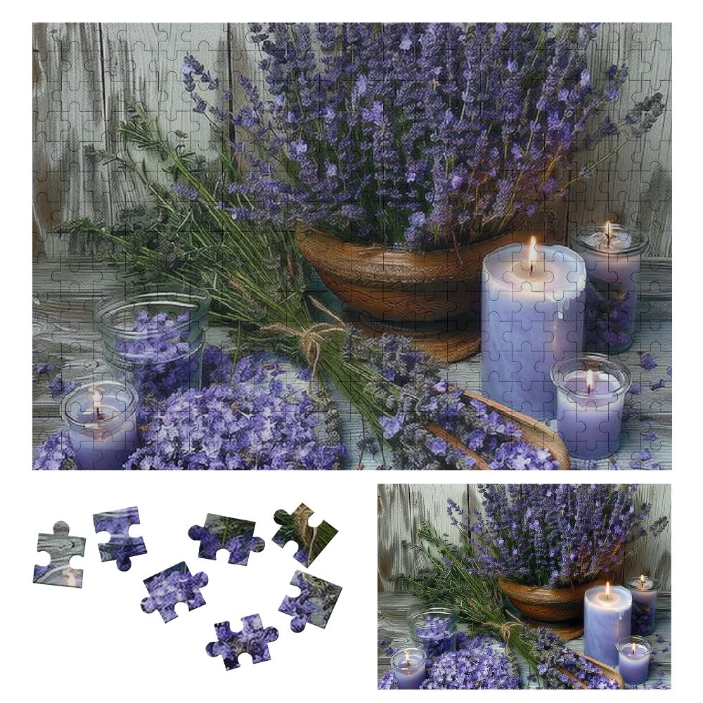 WENZZ Lavender Candles Wooden Jigsaw Puzzle for Adults and Kids Gift ...