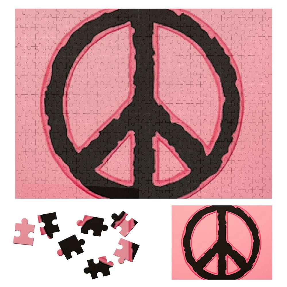 WENZZ Peace Sign Symbol Wood Puzzle Game Toy Gift for Family and ...