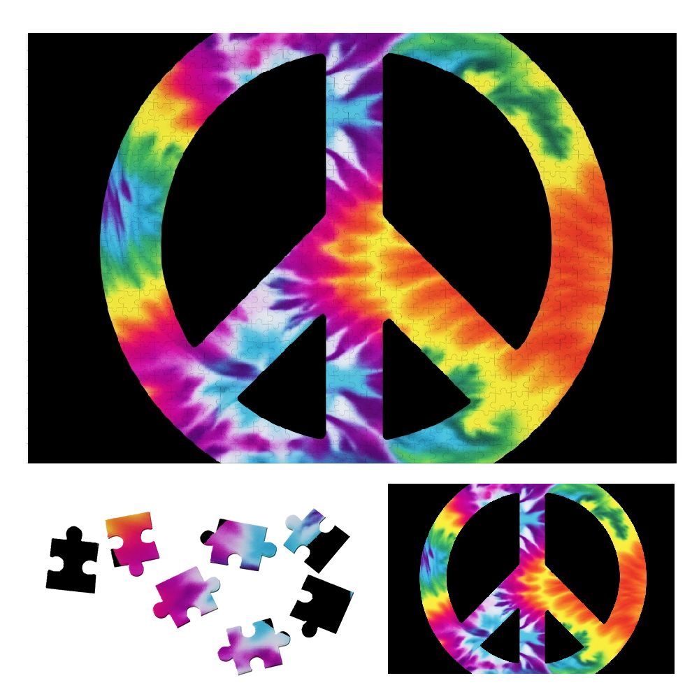 WENZZ Peace Sign Tie-Dye Pattern Psychedelic Art Wooden Puzzle for ...