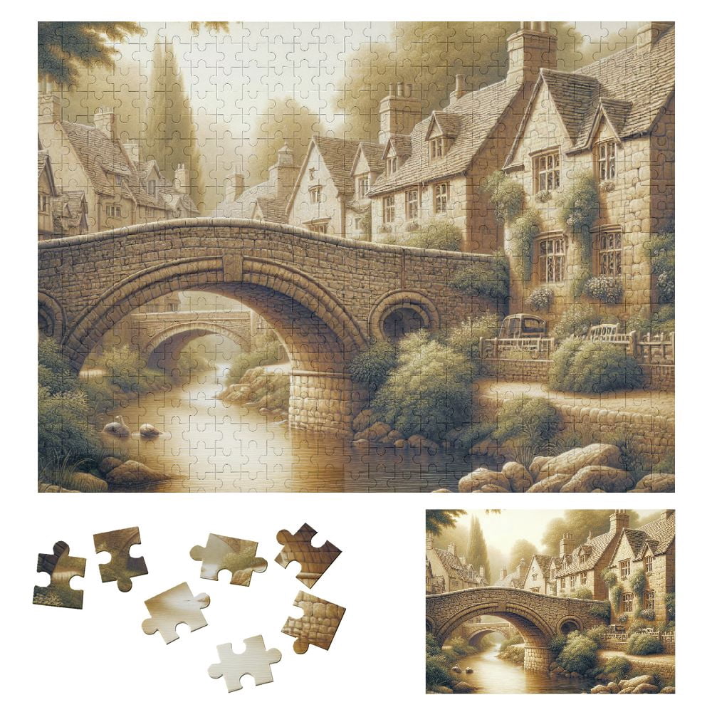 WENZZ Quaint Village Scene Wood Puzzle for Adults and Kids 500 PCS ...