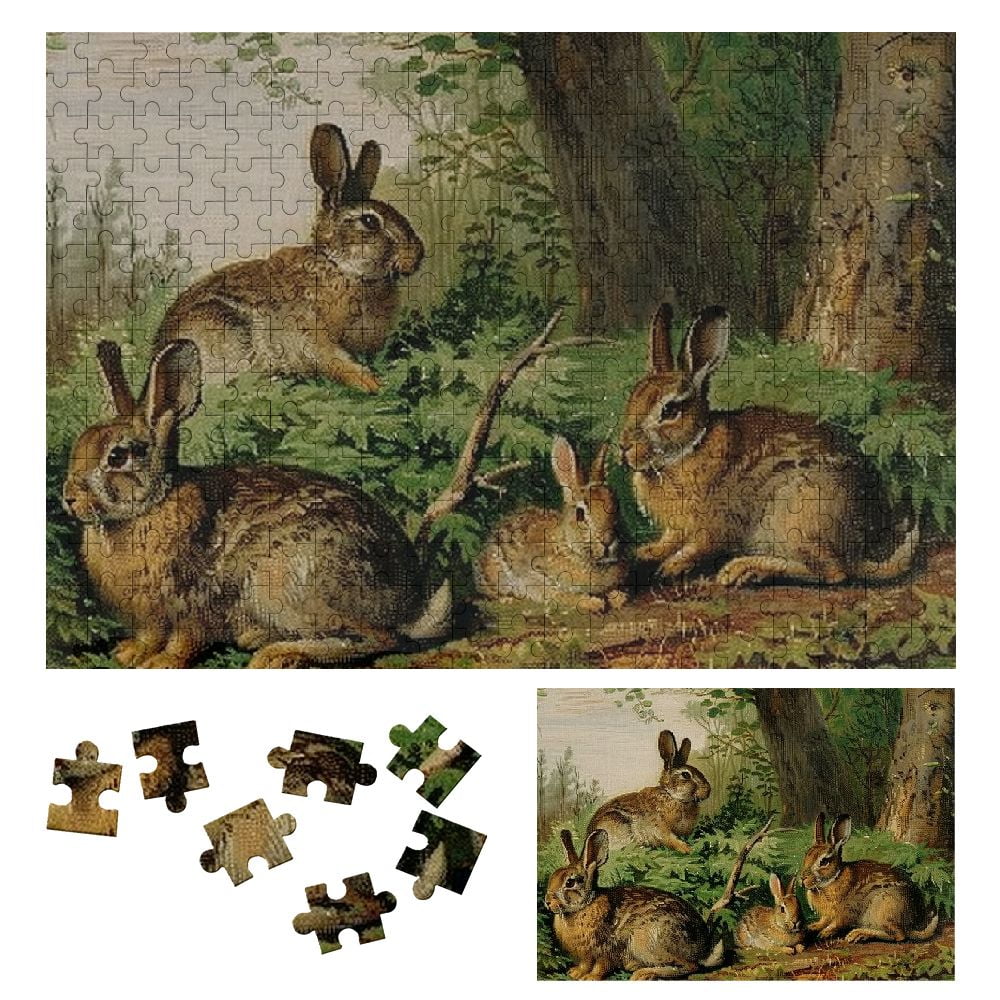 WENZZ Rabbits Wooden Jigsaw Puzzle: Impossible Wooden Puzzles Gift for ...