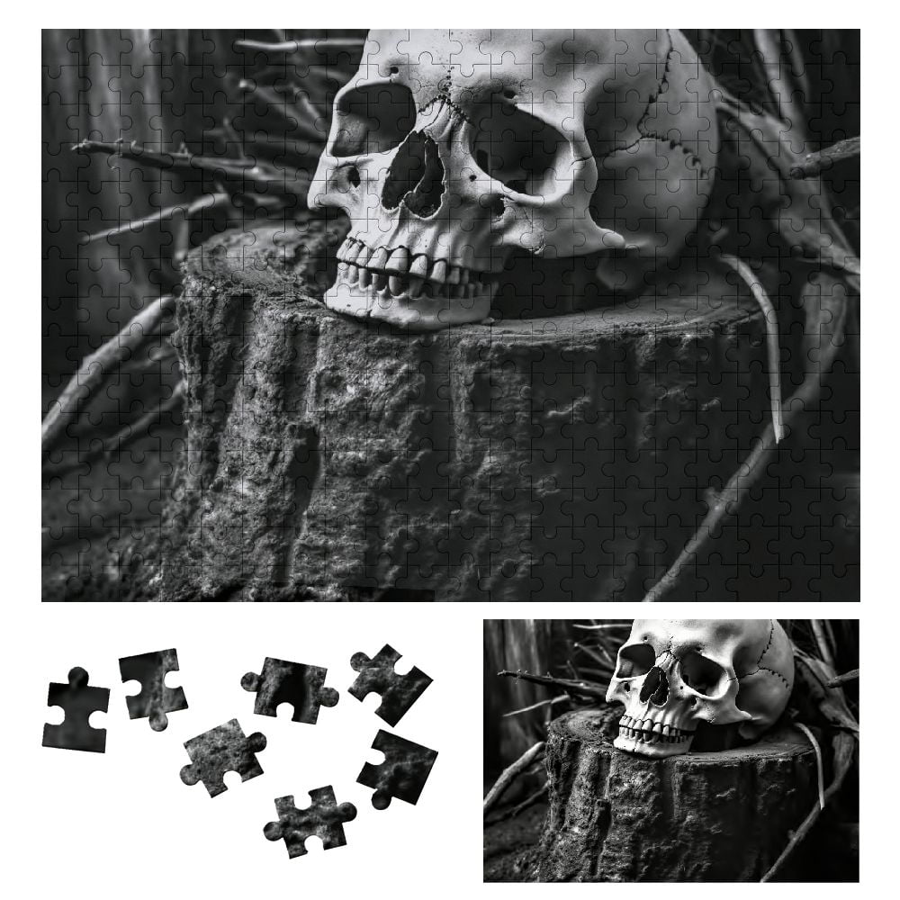 Lingy Skull Tree Stump Forest Wooden Jigsaw Puzzle for Adults and Kids ...