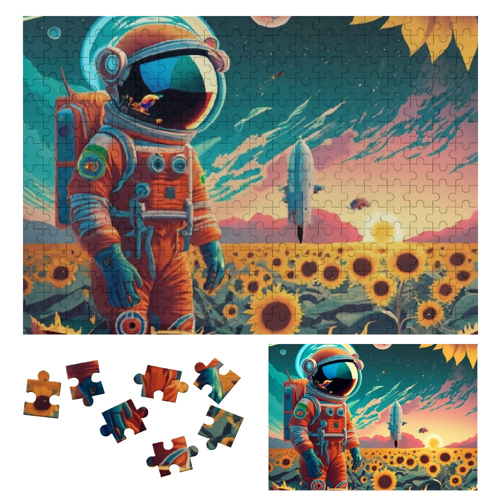 WENZZ Sunflower Space Art Futuristic Wooden Puzzles Puzzle for Adults ...