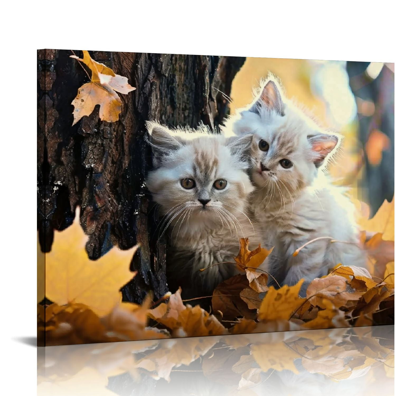 WENZZ Wall Art Cat Canvas Wall Art Cute Cat Print Wll Art Cat Loves ...