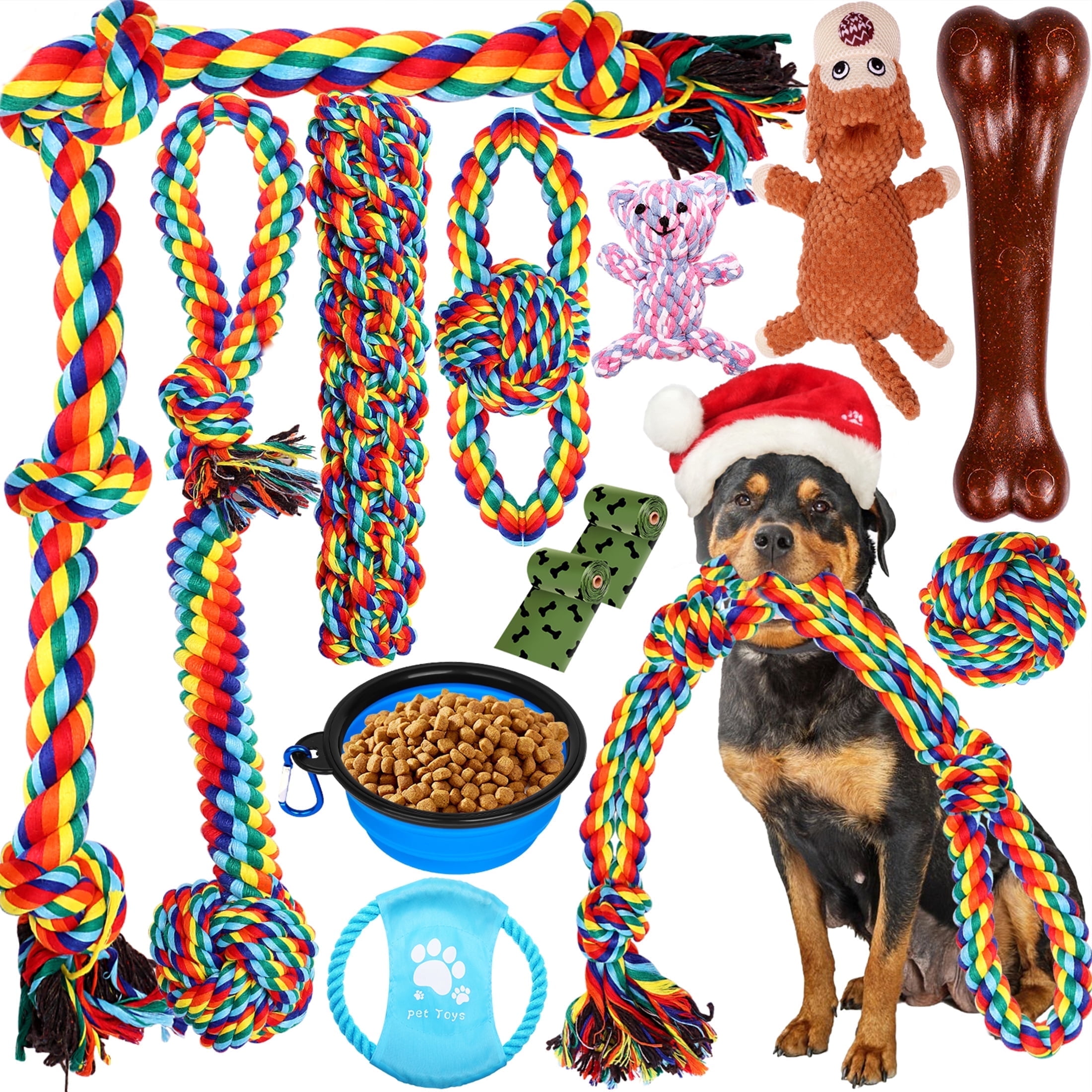 WEPSEN Chew Toys Set for Large Dogs, Indestructible Rope Toys for ...