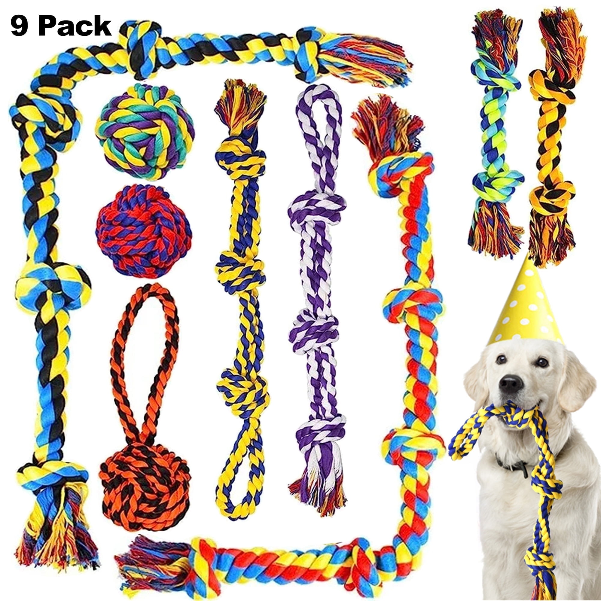 WEPSEN Indestructible Dog Rope Toys Set 9 Pack for Large and Medium ...