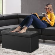 Aceur 12'' Foldable Storage Ottoman Cube, Footrest, Padded Seat, Space ...