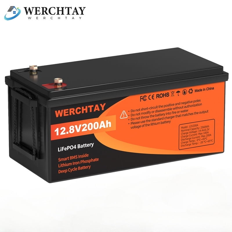 WERCHTAY 12V 200Ah Deep Cycle Lithium Battery LiFePO4 200A BMS for RV ...