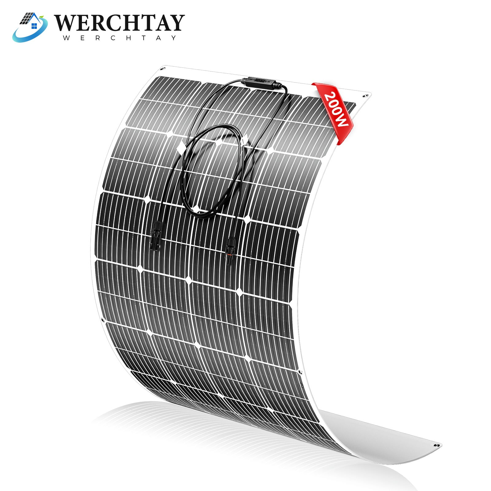 WERCHTAY 200 Watt Solar Panel, Flexible, Monocrystalline, IP68 ...