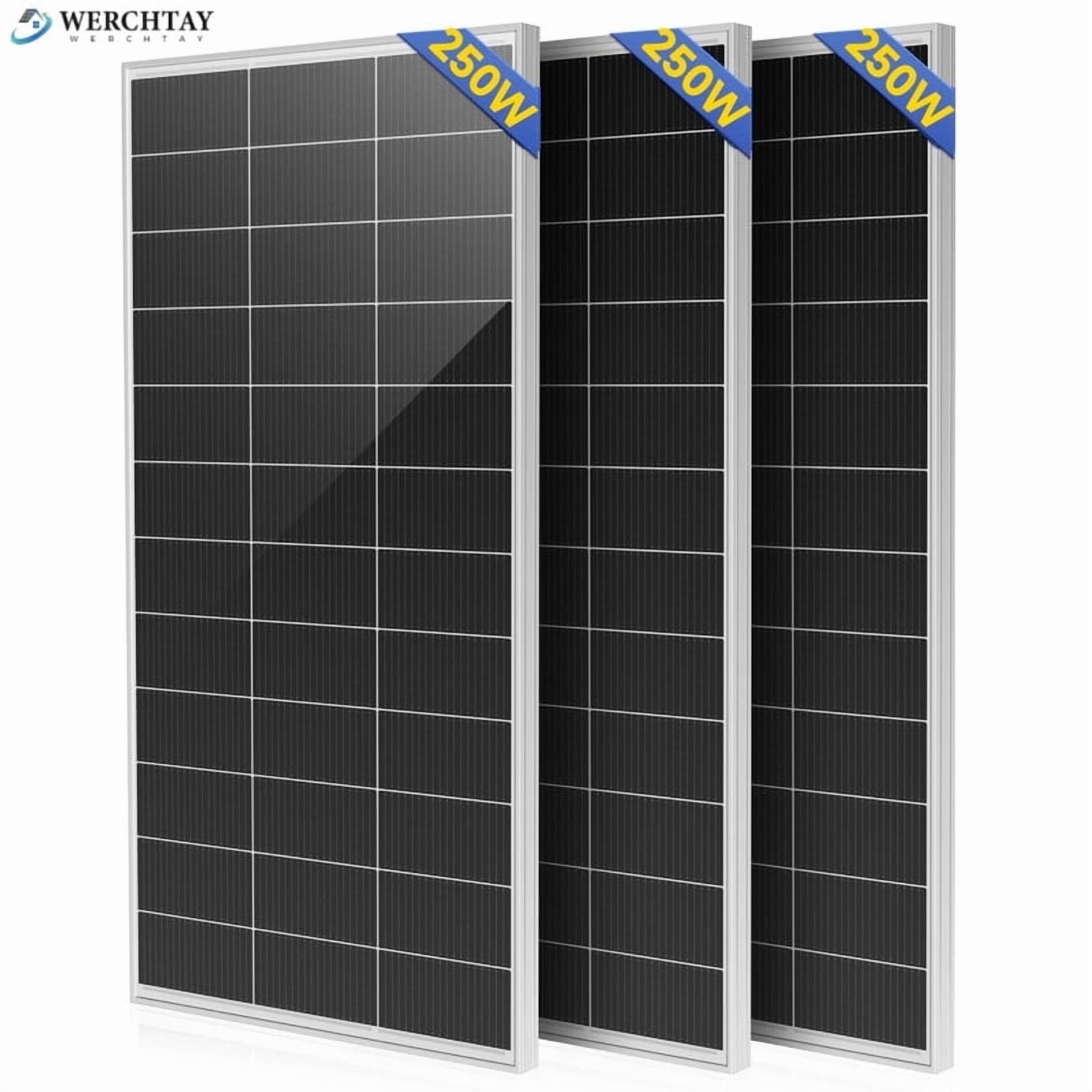 WERCHTAY 750W 12V Mono Solar Panel 12BB Power RV Camping Home Boat Camp ...