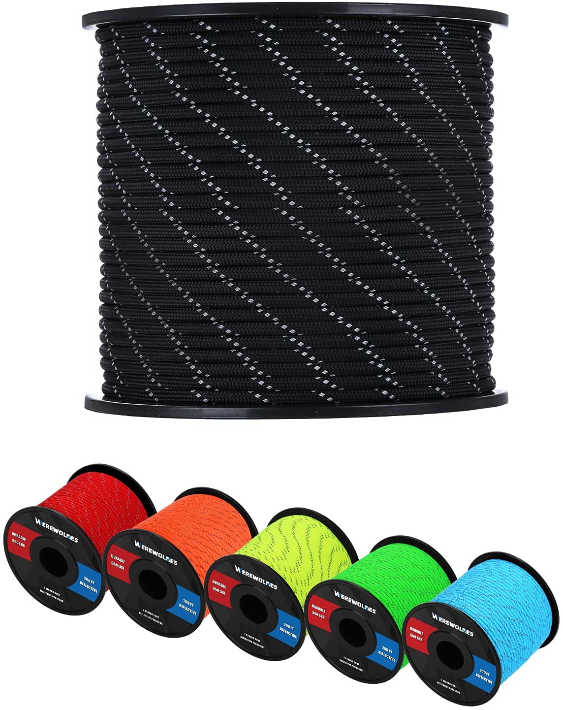 WEREWOLVES Reflective 550 Paracord 100Feet - 100% Nylon , Rope Roller ...