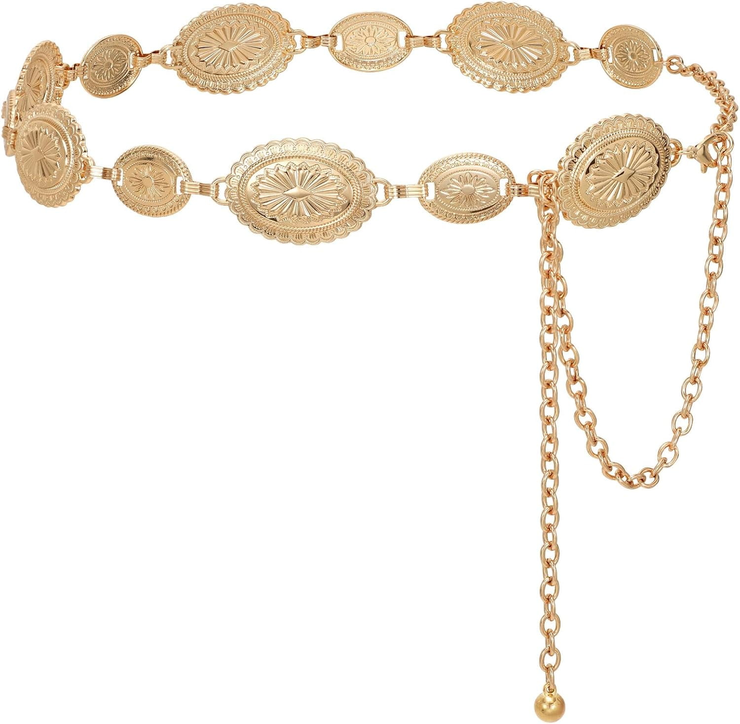 WERFORU Western Chain Belt for Women Metal Chain Belt Metal Concho belt ...