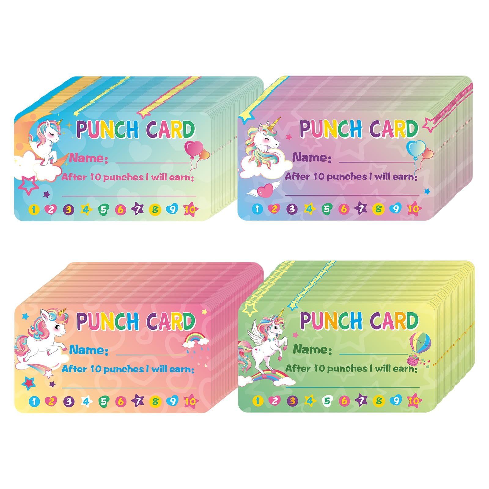 WERNNSAI 240PCS Kids Reward Punch Cards Unicorn Behavior Punch Cards ...