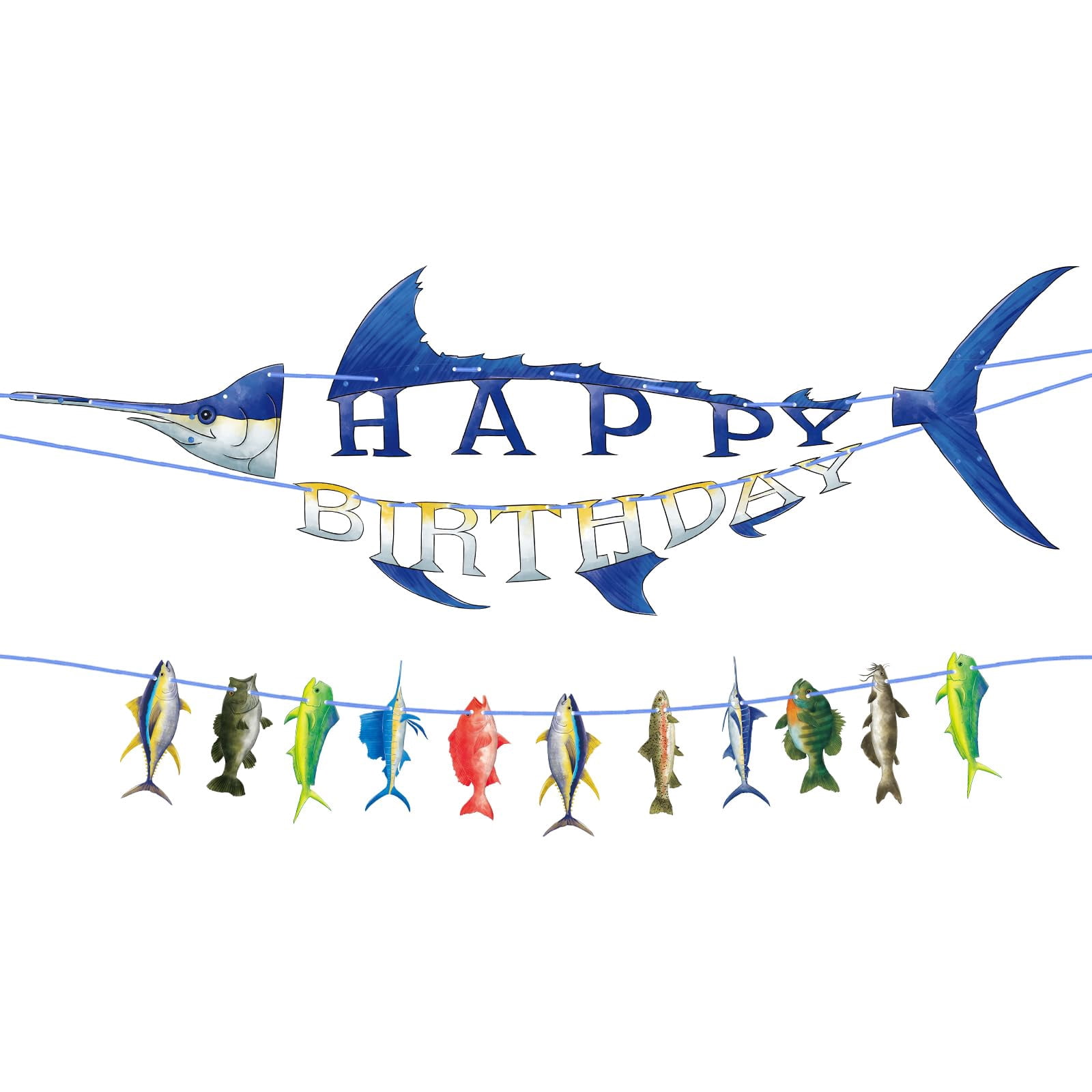 WERNNSAI Fishing Happy Birthday SSF20 Party Banner - Gone Fishing ...