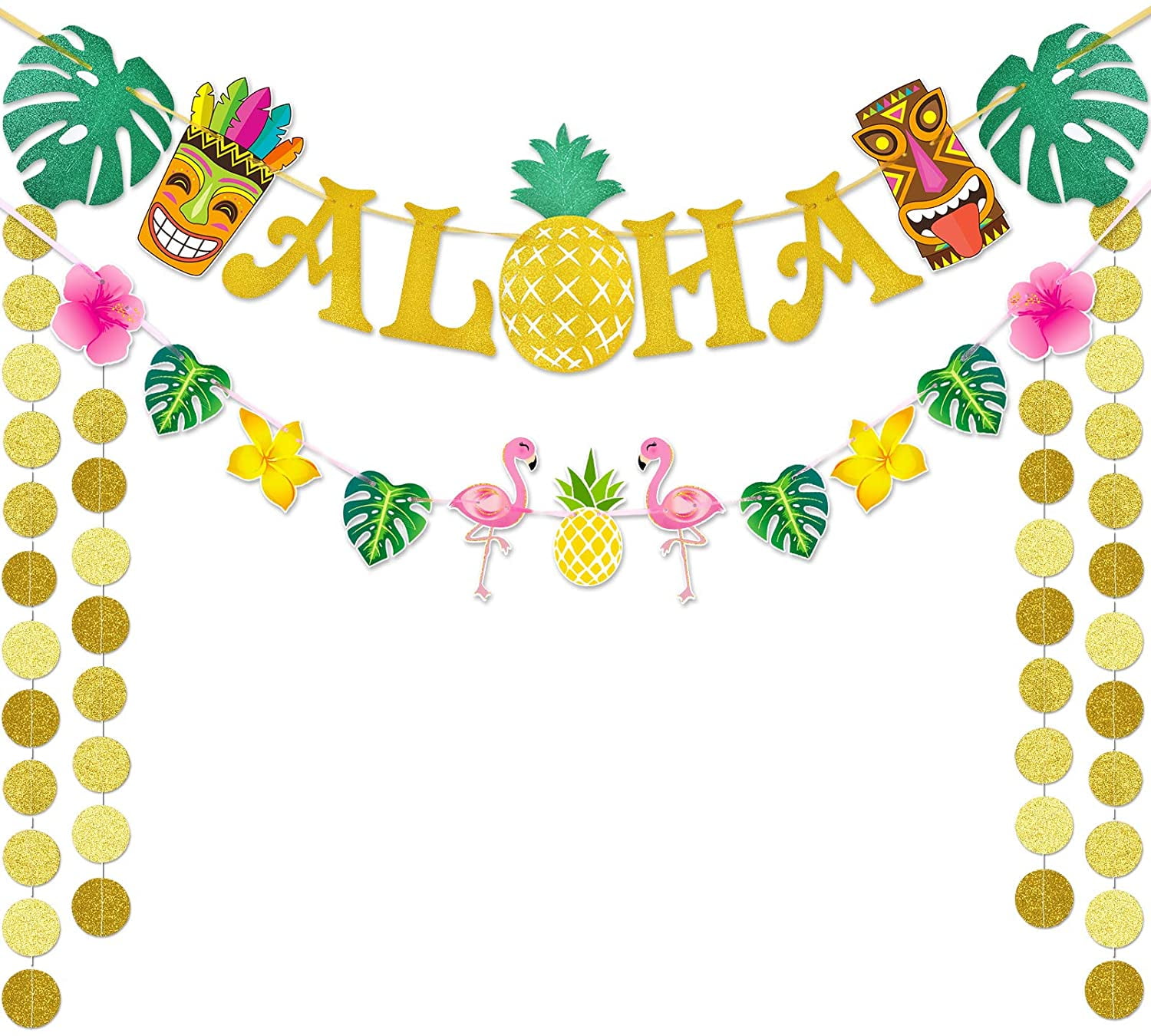 WERNNSAI Hawaiian Aloha Party Banner Decorations - Flamingo Pineapple ...