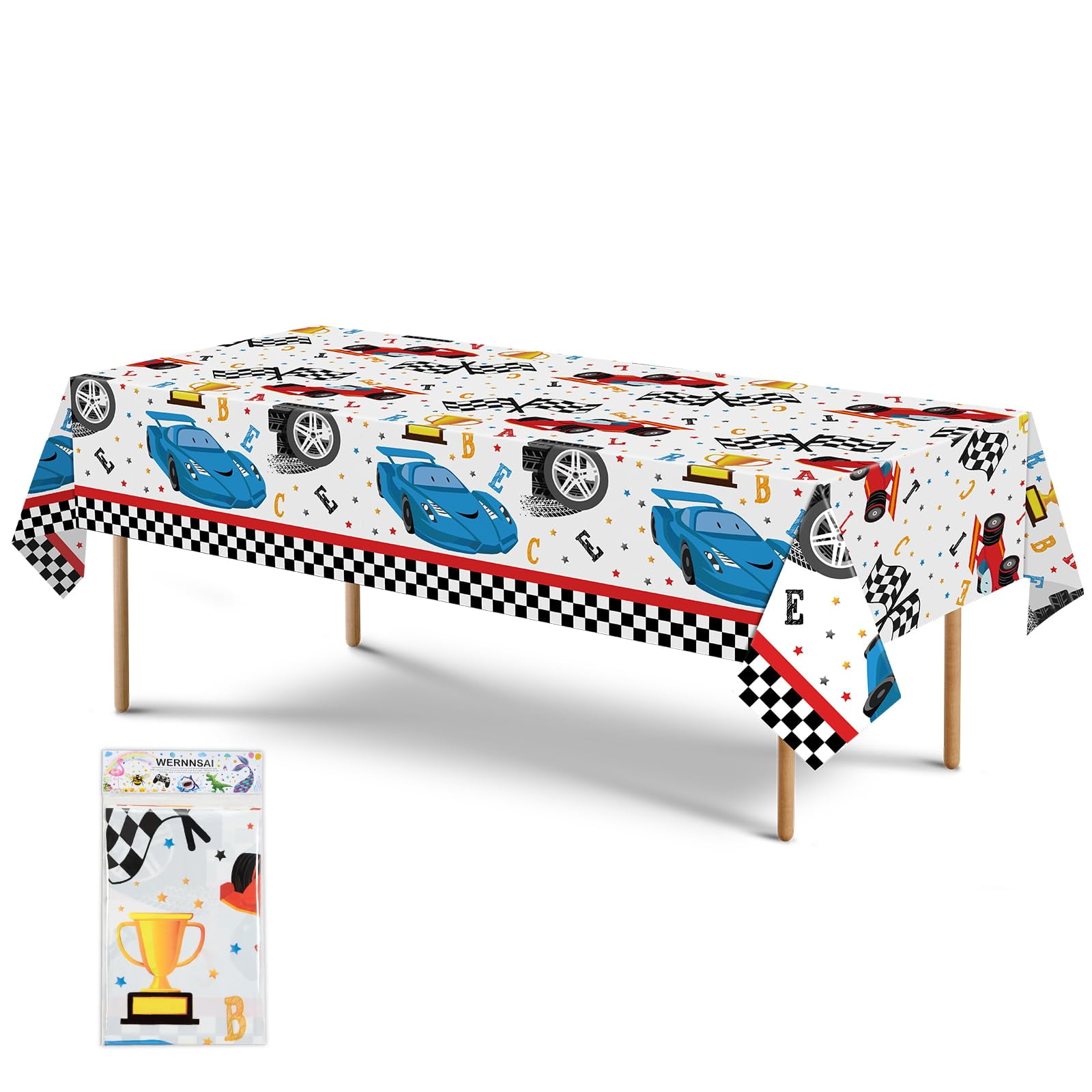WERNNSAI Racing Car Tablecloth ZS23 - 108" x 54" Disposable Plastic ...