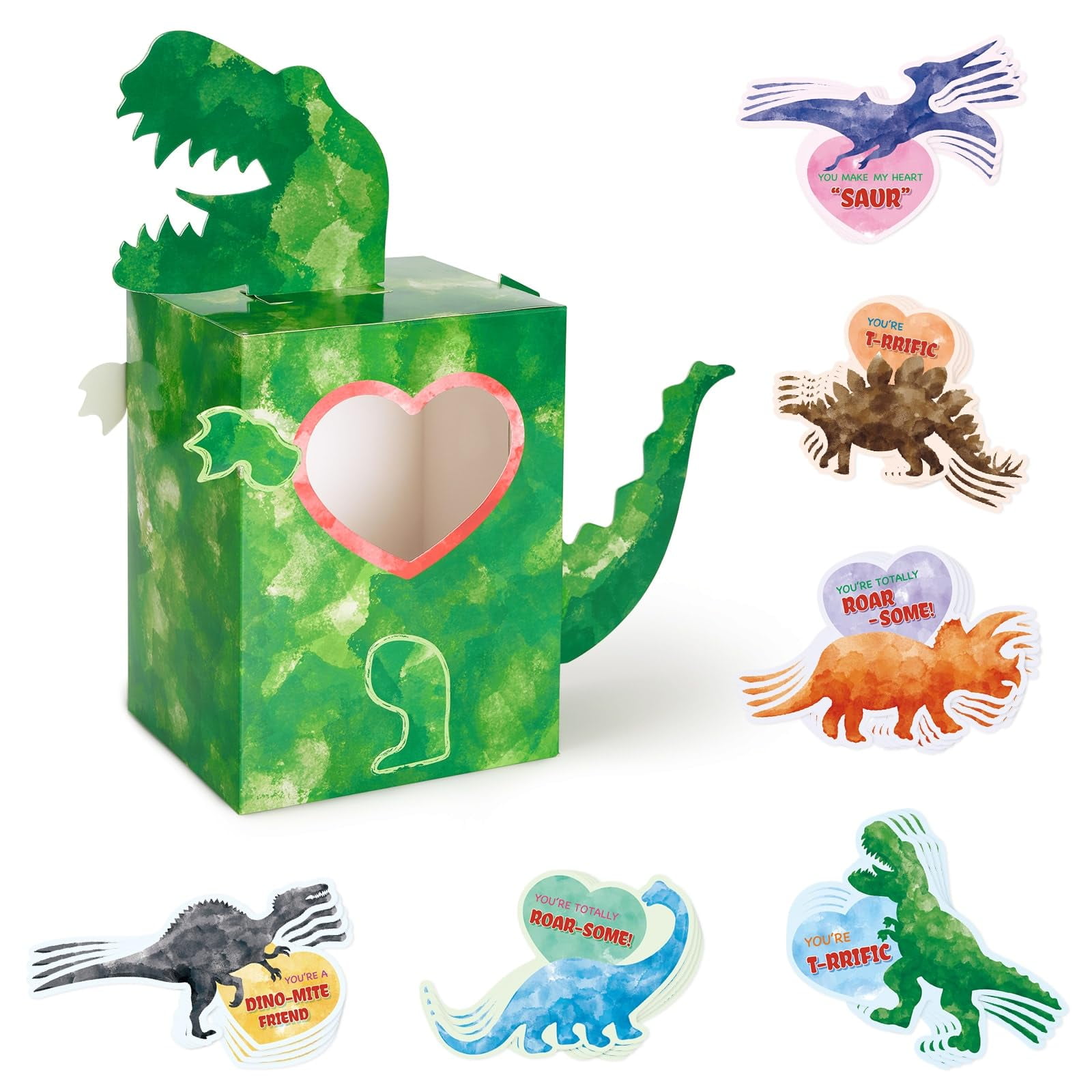 WERNNSAI Valentine BoxesITSC for Kids - Kids Dinosaur Valentines Cards ...