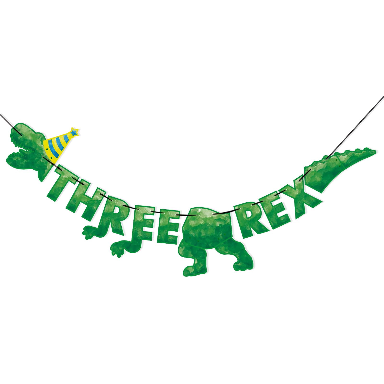WERNNSAI Watercolor Dinosaur Three RRF12 Rex Banner - Dinosaur Birthday ...