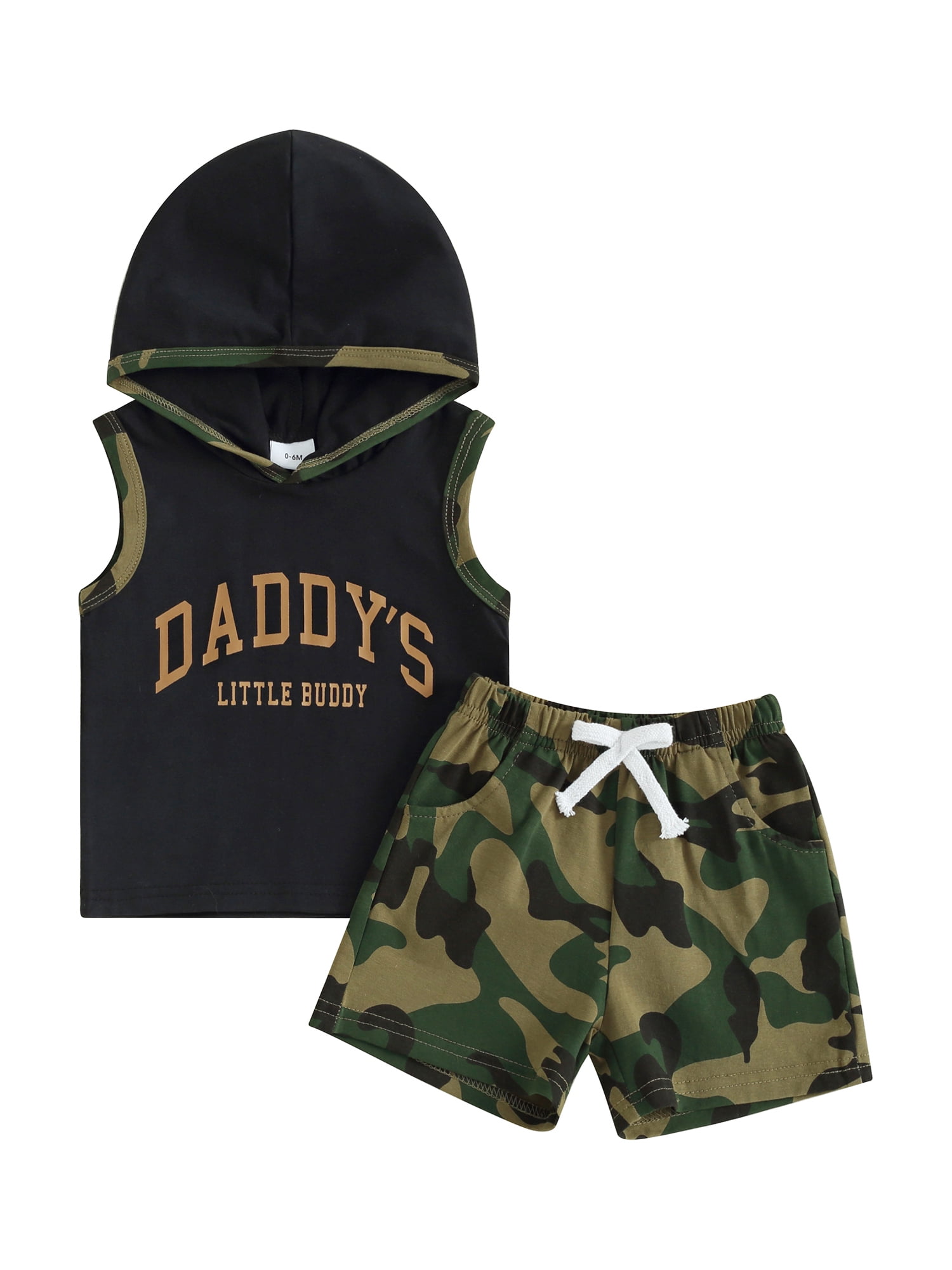 WERNZATT Baby Boy 2 Piece Summer Clothes Outfits Letter Print Sleeveless Hoodie Tank Tops and ...