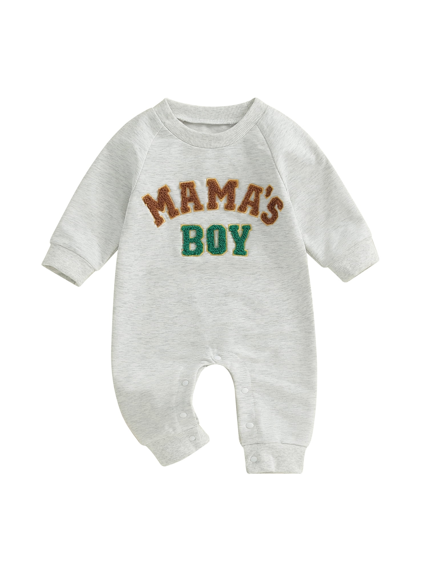 WERNZATT Baby Boy Fall Romper Letter Embroidery Long Sleeve Crew Neck Full Length One Piece ...