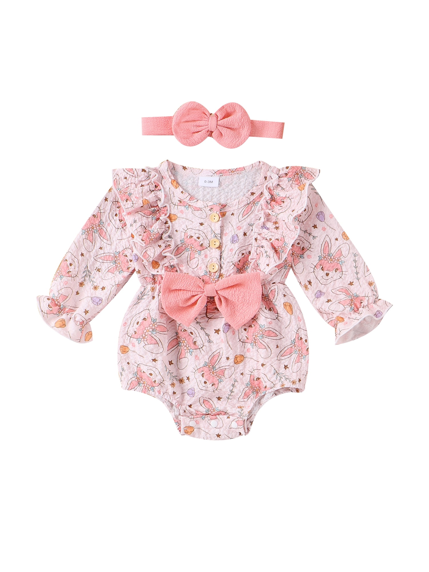 WERNZATT Baby Girl Easter Outfit, Long Sleeve Crew Neck Bunny Print ...
