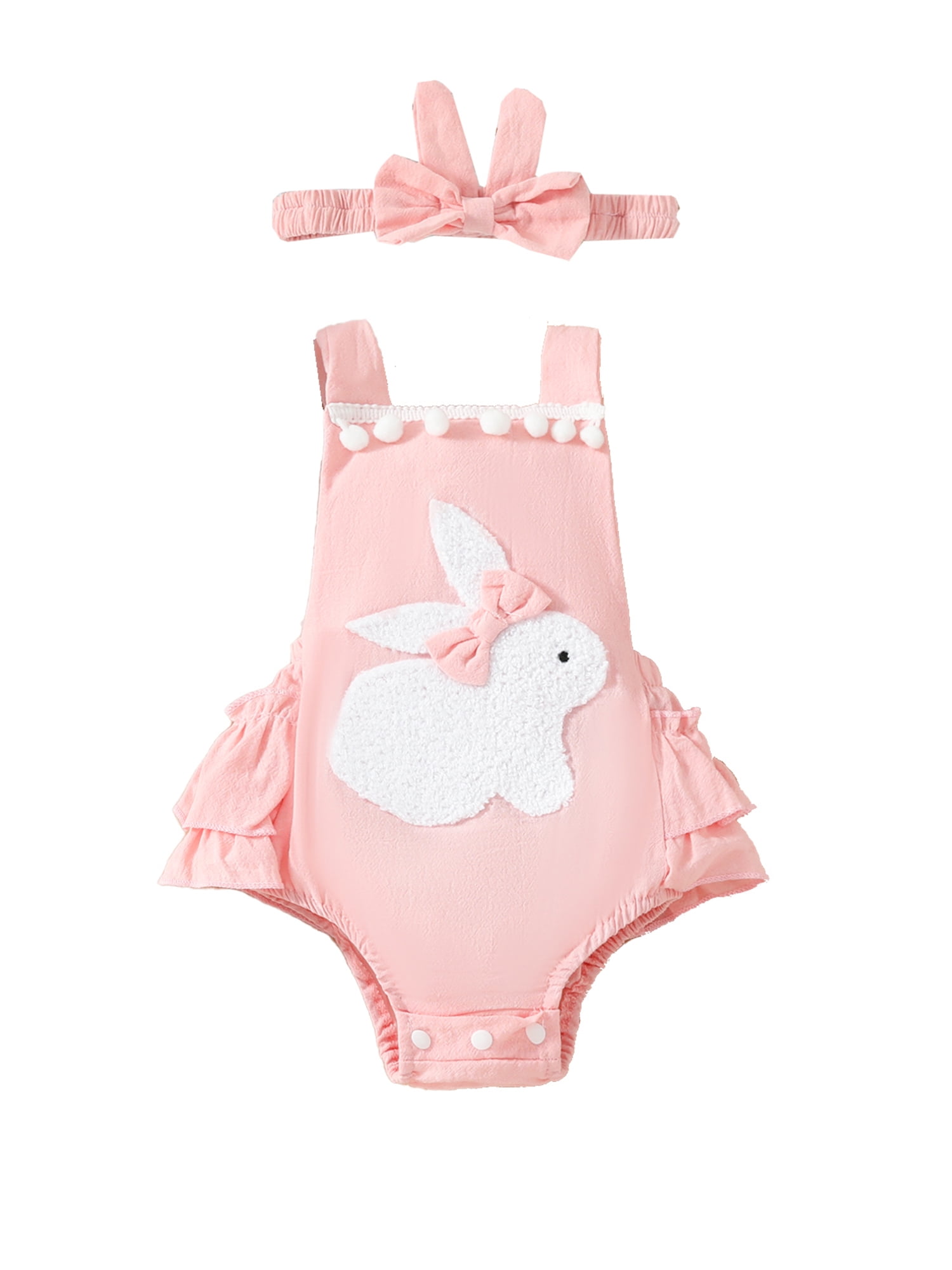 WERNZATT Baby Girl Easter Outfits Square Neck Sleeveless 3D Plush Ball ...