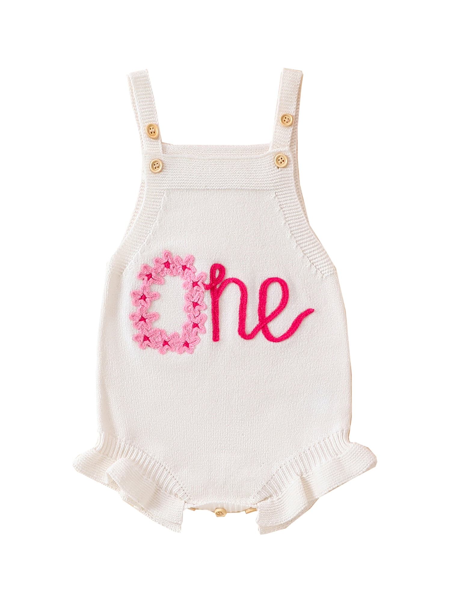 WERNZATT Baby Girl Sweater Romper Birthday Outfit Square Neck ...