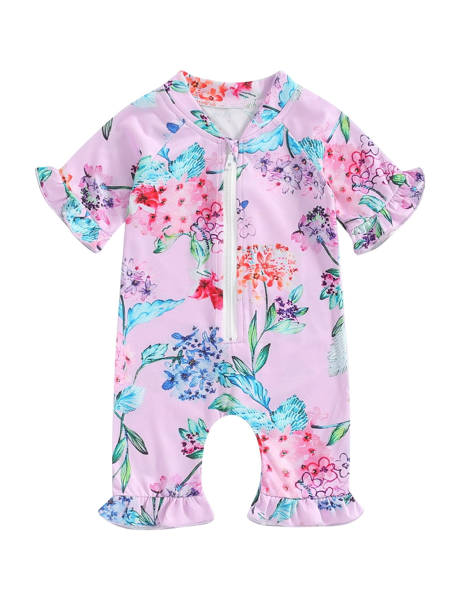 WERNZATT Baby Girls Rash Guard Swimsuit Rompers Infant Half Sleeve ...