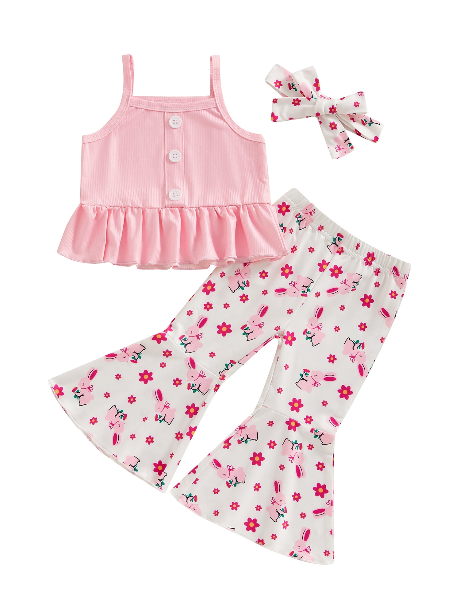 WERNZATT Baby Kid Girls Easter Outfit, Sleeveless Camisole with Bunny ...