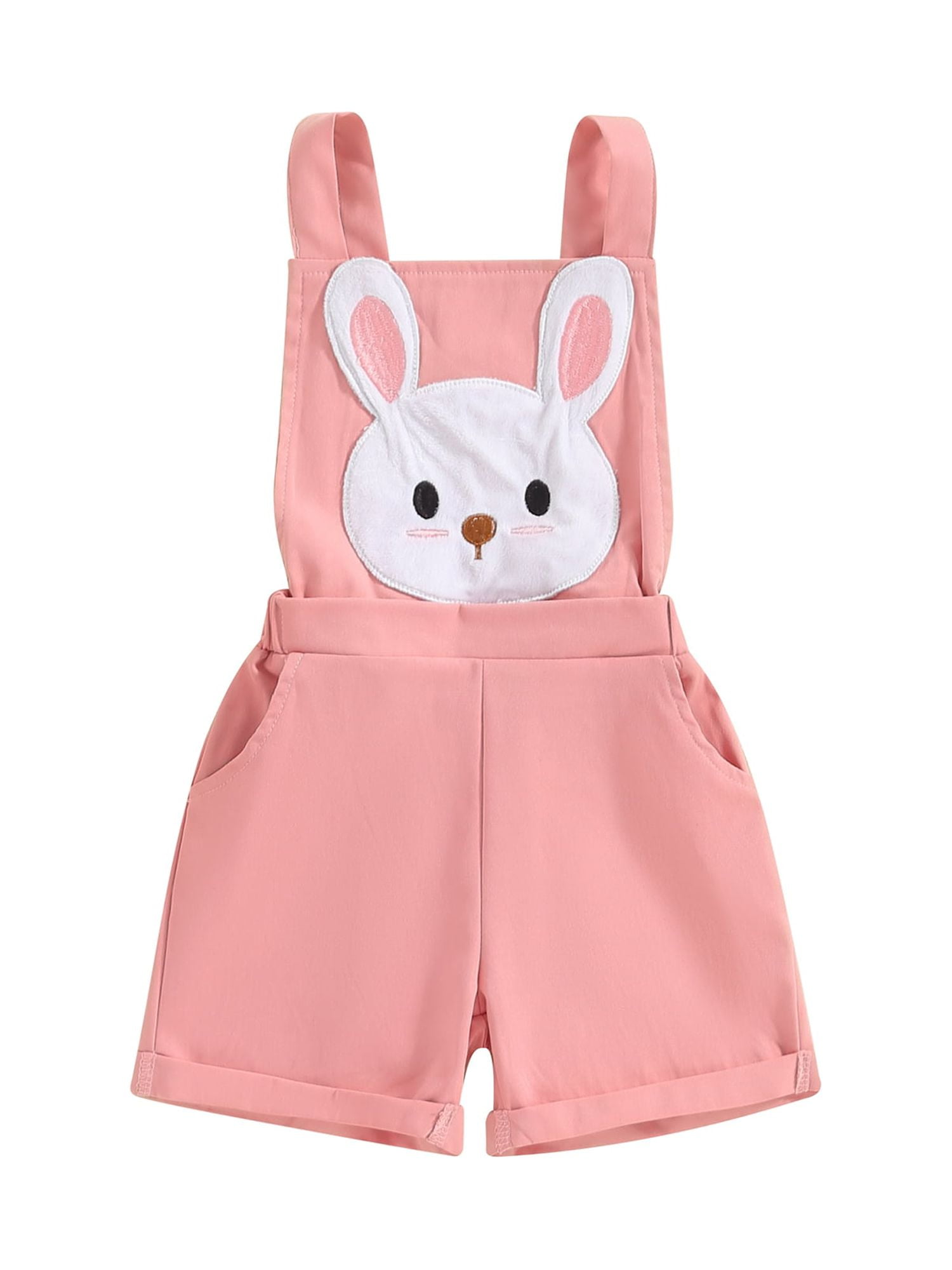 WERNZATT Easter Toddler Baby Girl Overalls Shorts Bunny Embroidery ...
